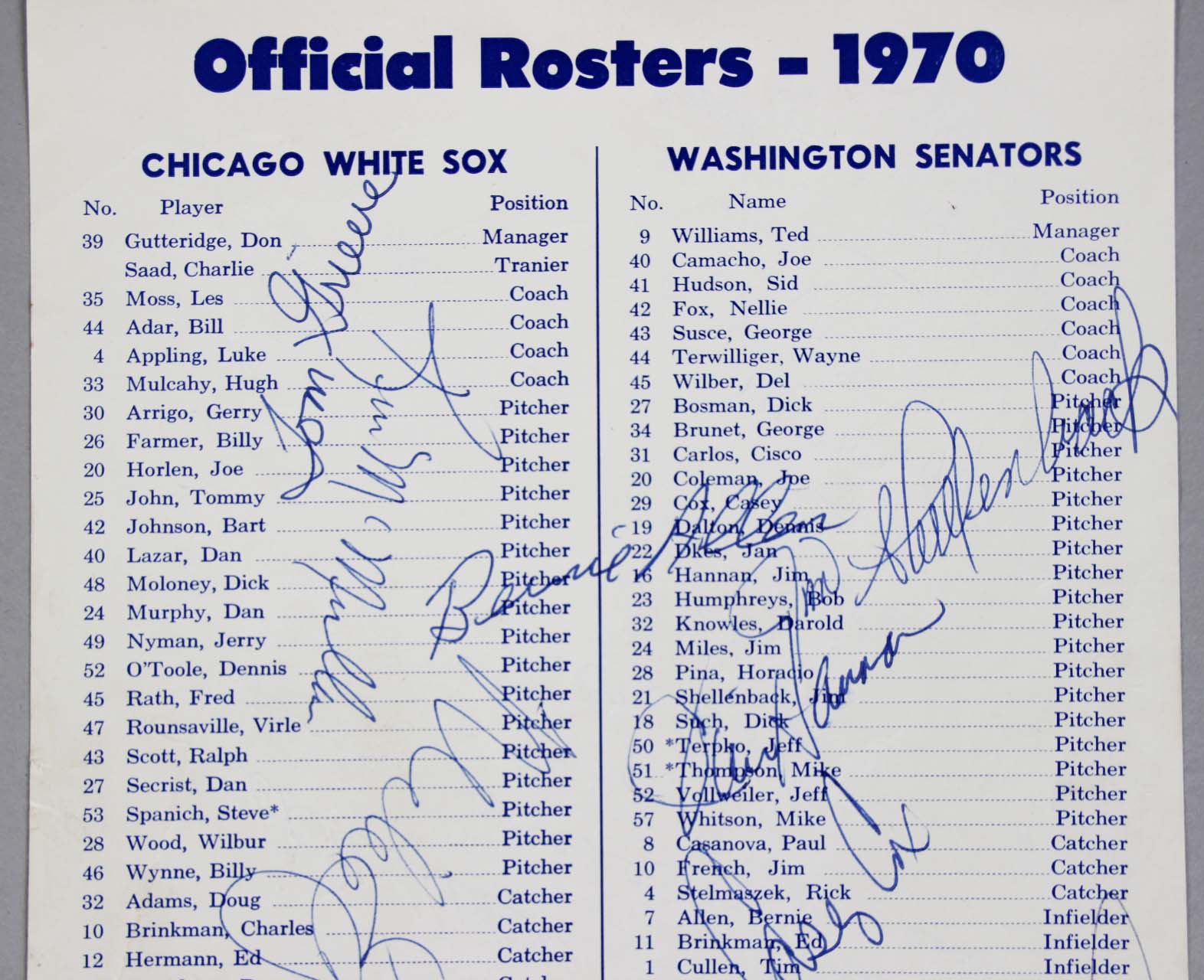 Roster Sheet – Memorabilia Expert